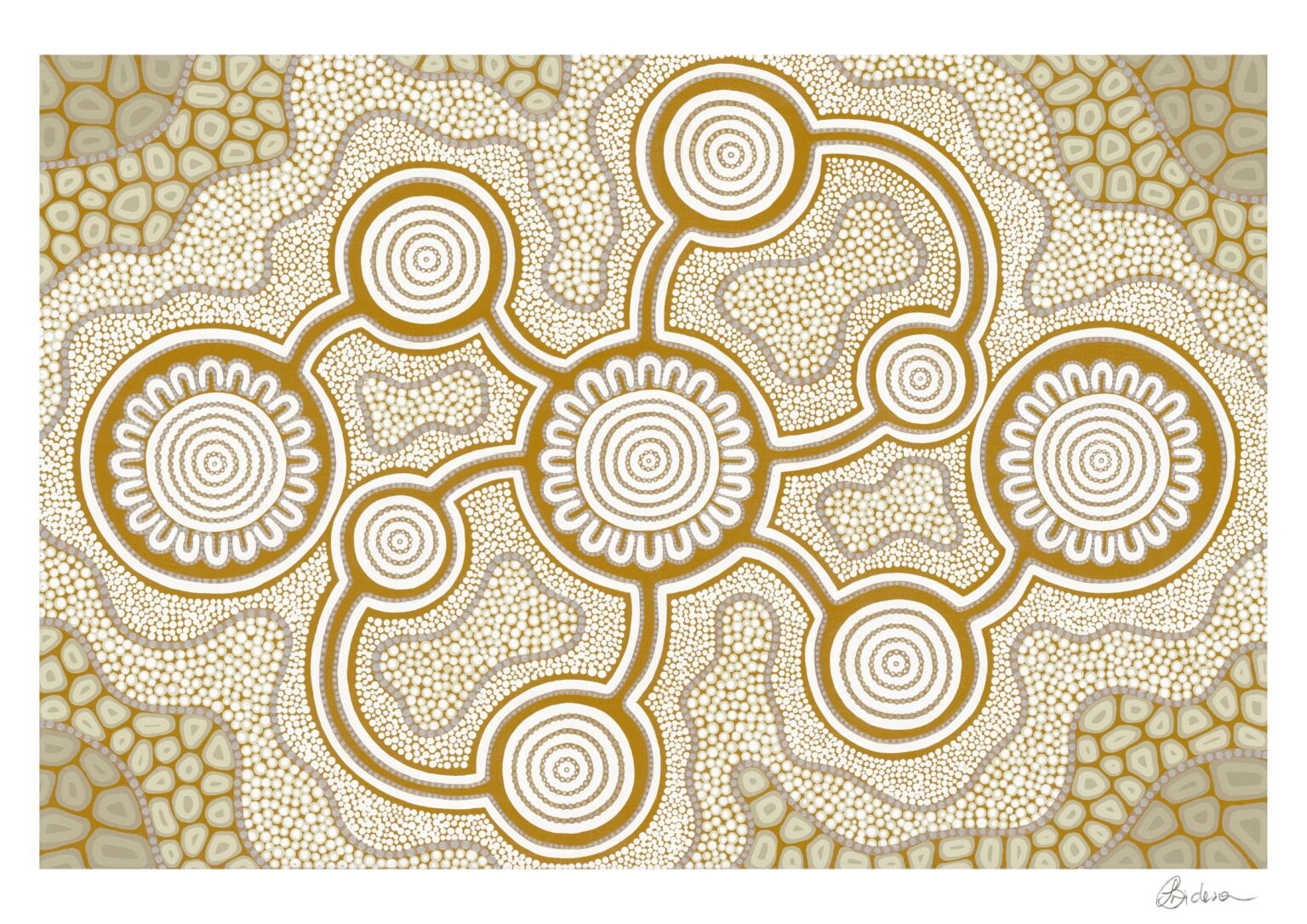 Currents Ochre and White – Fine Art Print – leahbridesonarts.com